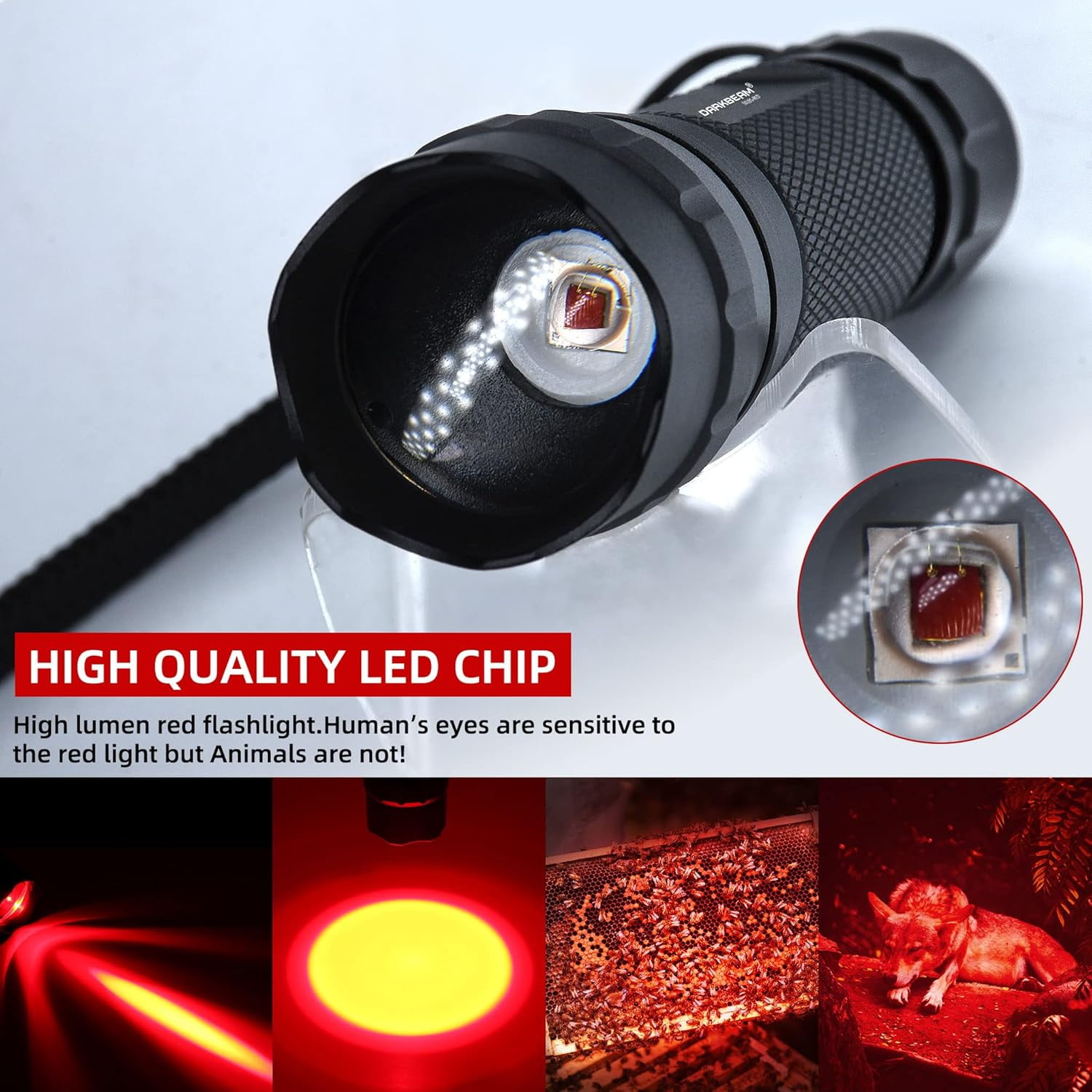 TRAHOO-Red Light Flashlight Tactical LED Rechargeable, Zoomable ...
