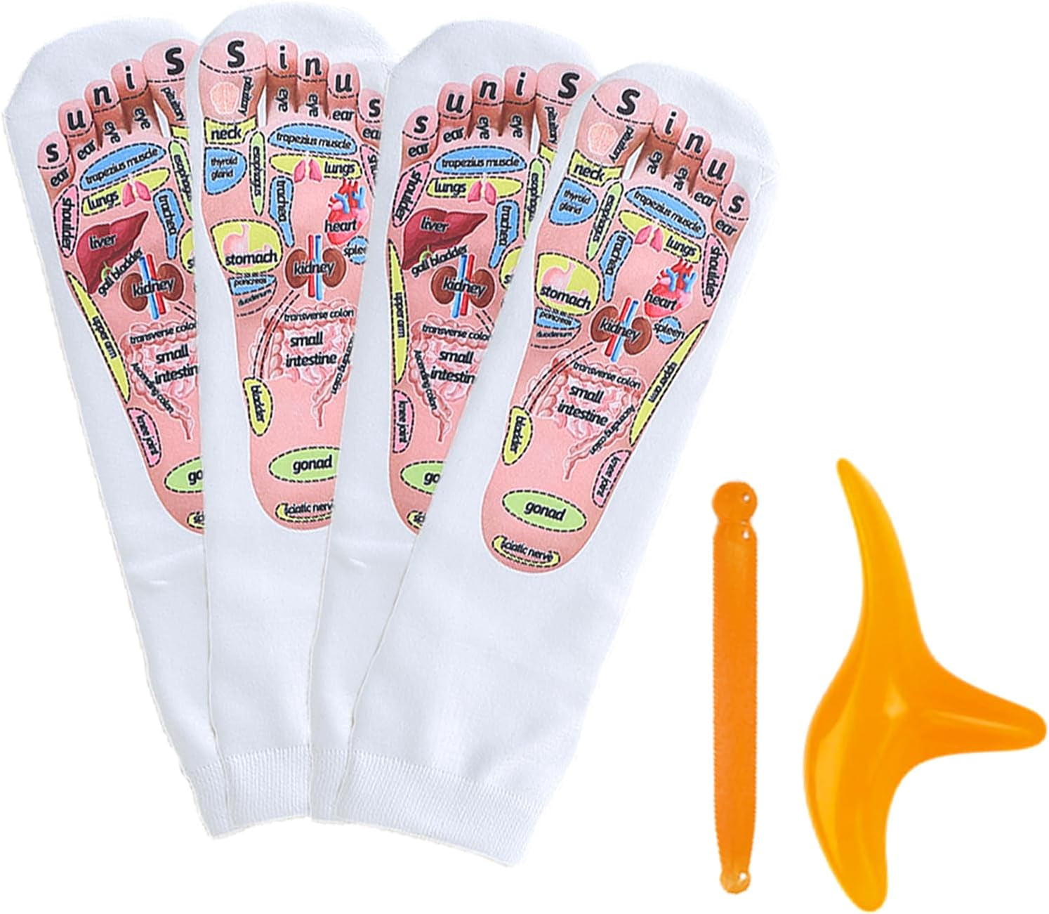 TRAHOO-Reflexology Socks with Tools, 2 Pairs Acupuncture Socks Set ...