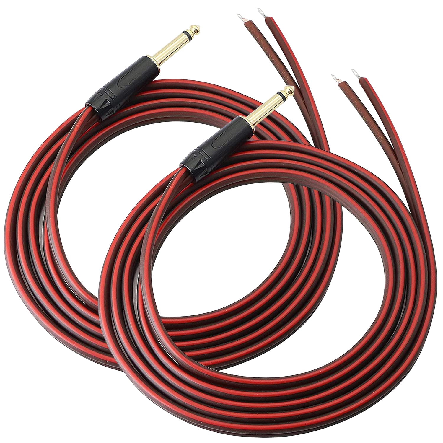 TRAHOO-Replacement1/4 TS Plug to Bare Speaker Wire Audio Cable to 6 ...