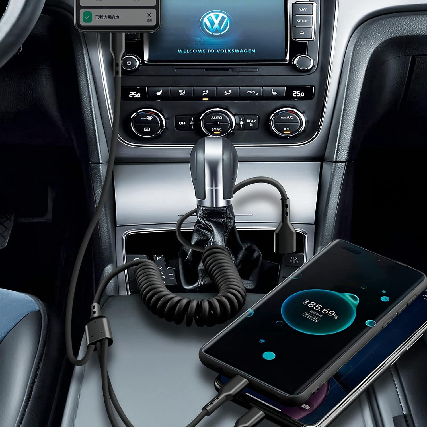 TRAHOO-Retractable USB A to USB C Multi Charging Cable,Coiled 5A 3 in 1 ...