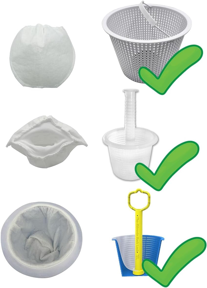 TRAHOO-Reusable pool skimmer precision filter socks - For use in filter ...