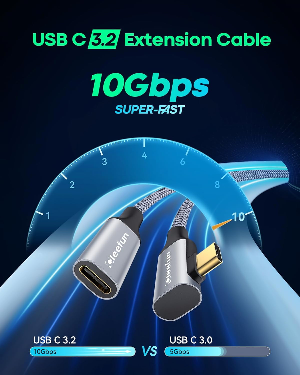 TRAHOO-Right Angle USB C Extension Cable (1.5ft, 2-Pack), 90 Degree USB ...