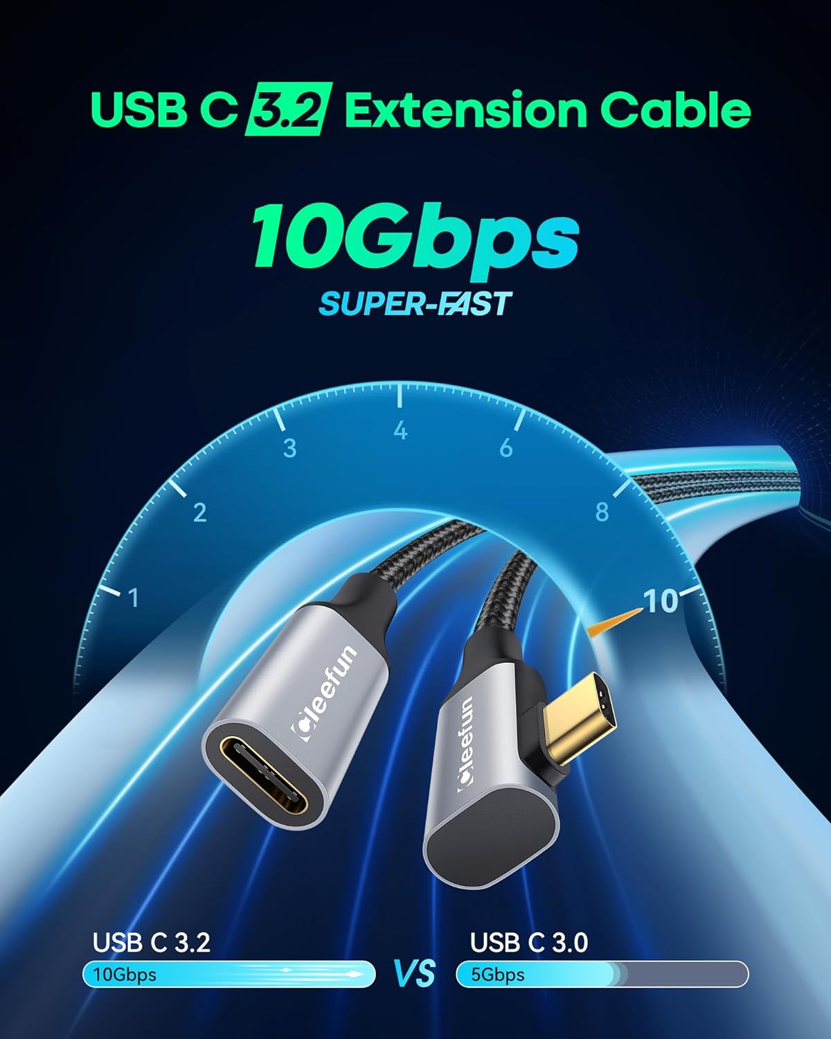 TRAHOO-Right Angle USB C Extension Cable 6.6ft, 90 Degree USB C Male to ...