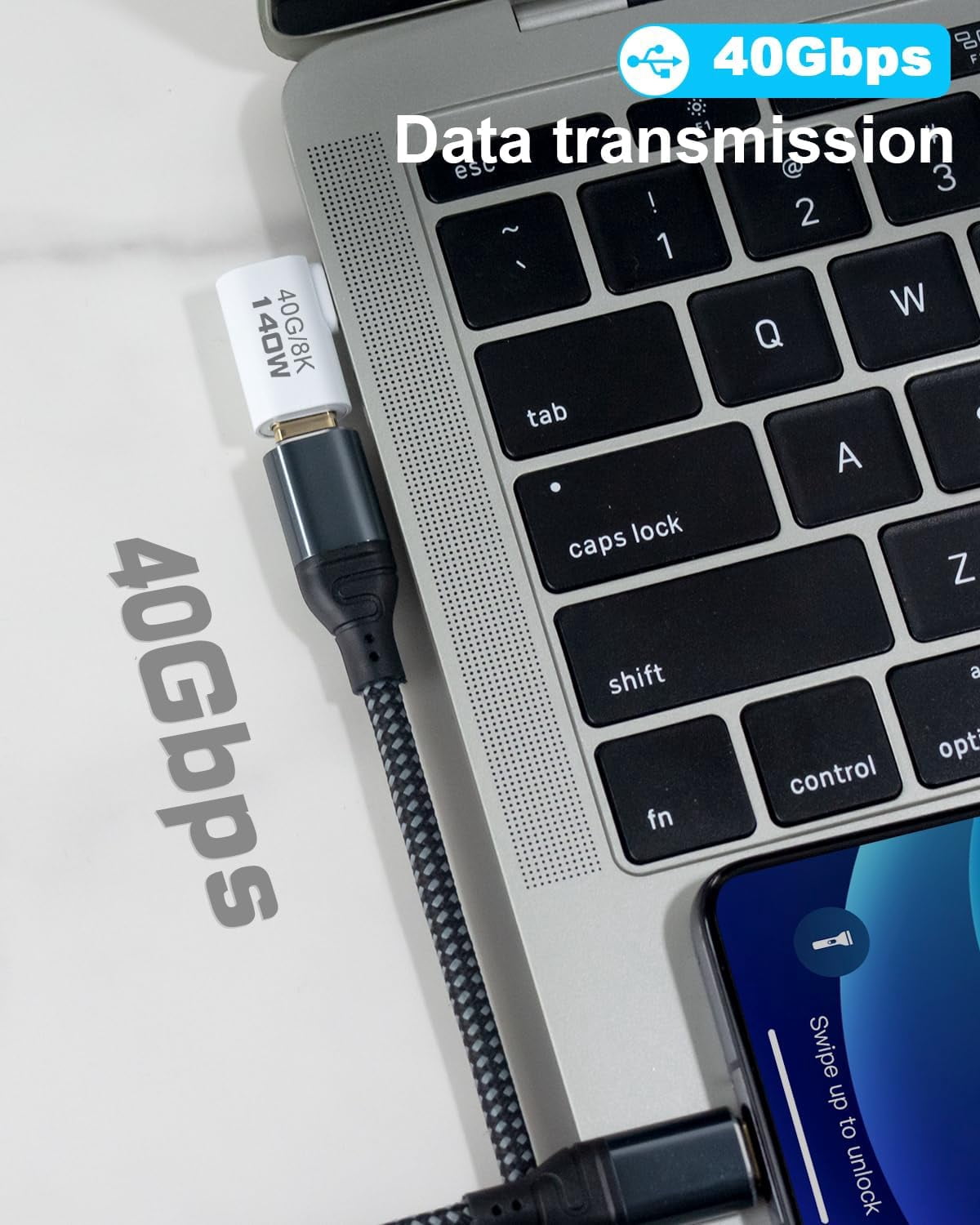 TRAHOO-Right Angle USB C Male to USB C Female Adapter, USB Type C 3.1 ...
