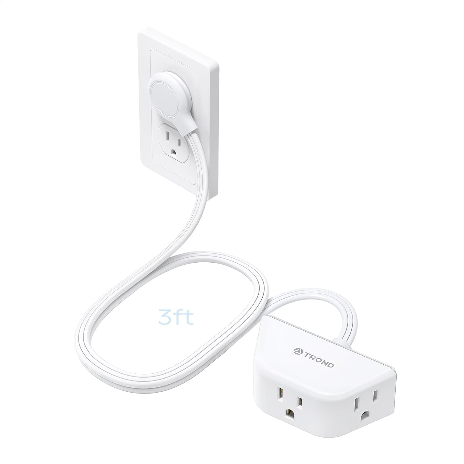 TRAHOO-Rightward Short Extension Cord 3ft - Flat Plug Power Strip 3 ...
