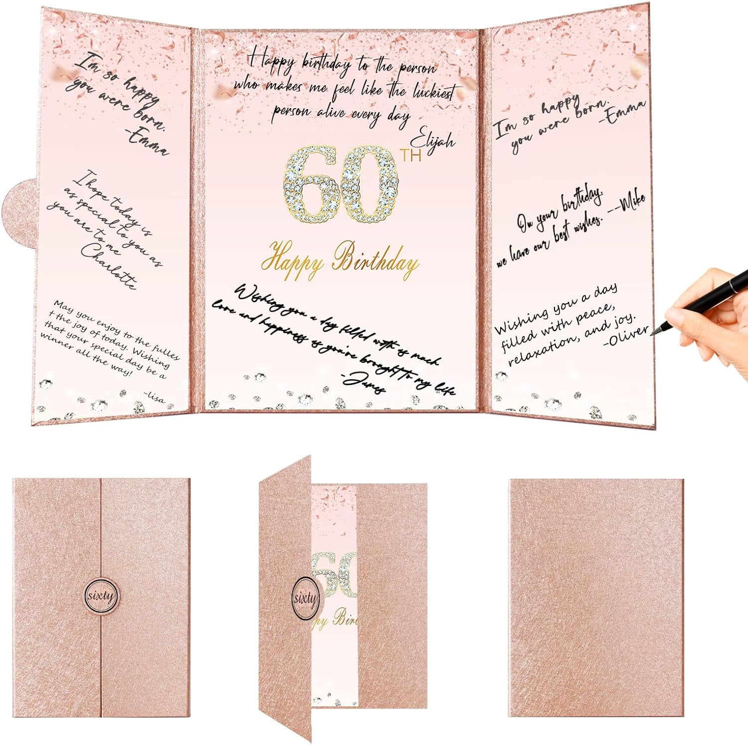 TRAHOO-Rose Gold 60th Birthday Decorations, Creative 60th Birthday ...
