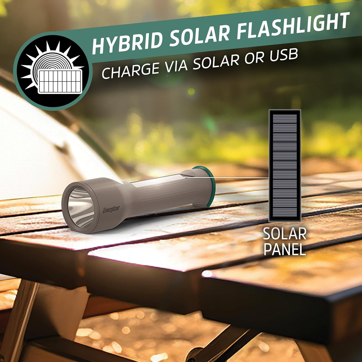 TRAHOO-S-600 Hybrid Power LED Flashlight, Solar, Rechargeable, or AA ...