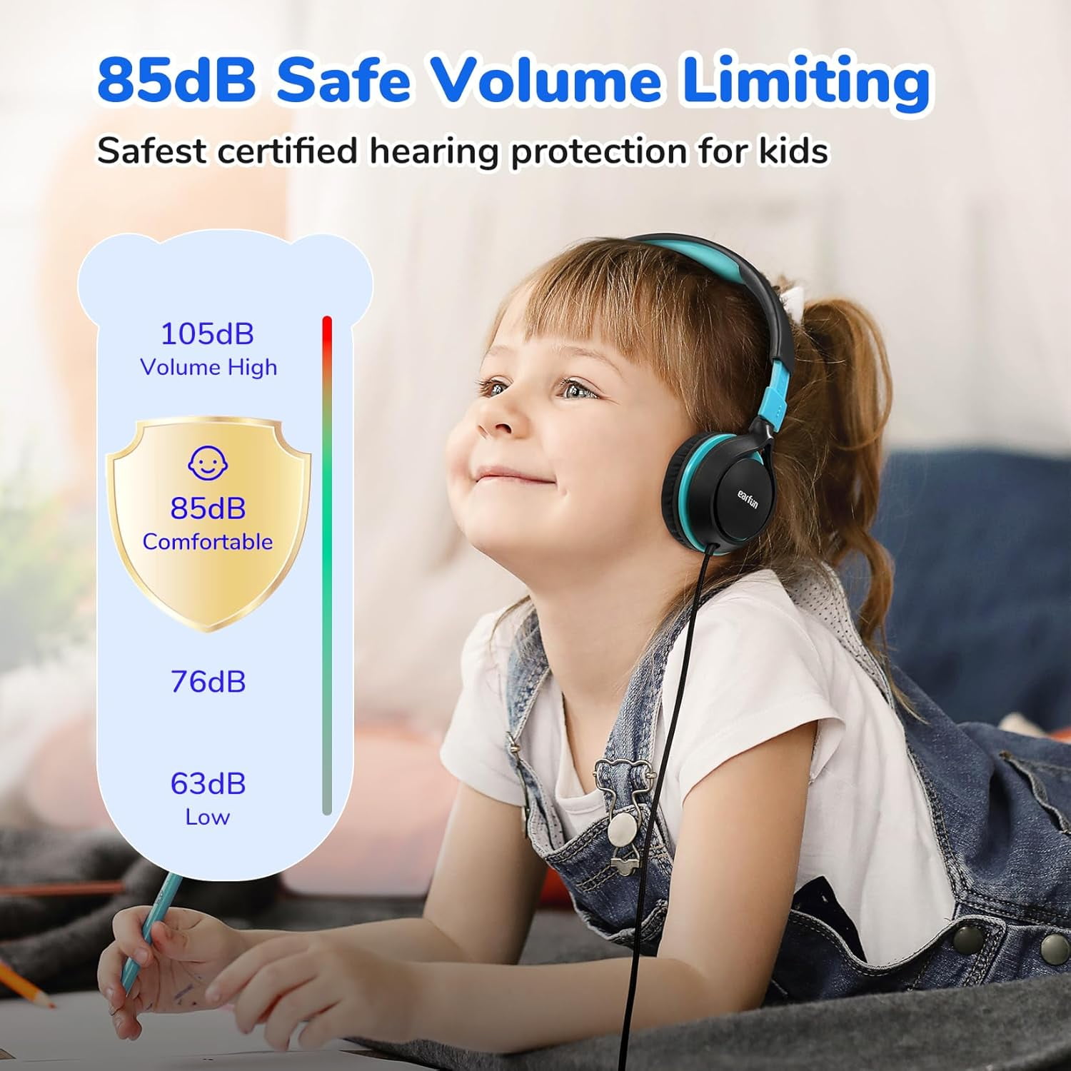 TRAHOO-S1 Kids Headphones, Foldable Wired Headphones for Kids, 85dB Volume Limit, Stereo Sound ...