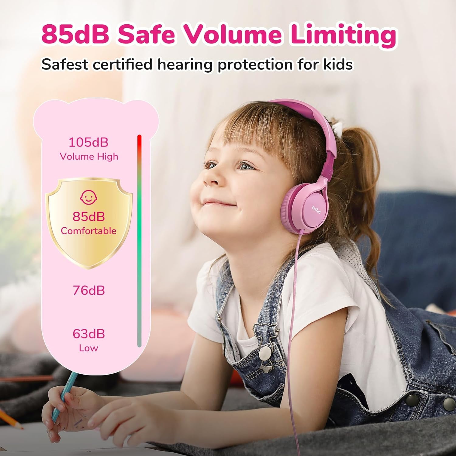 TRAHOO-S1 Kids Headphones, Foldable Wired Headphones for Kids, 85dB ...