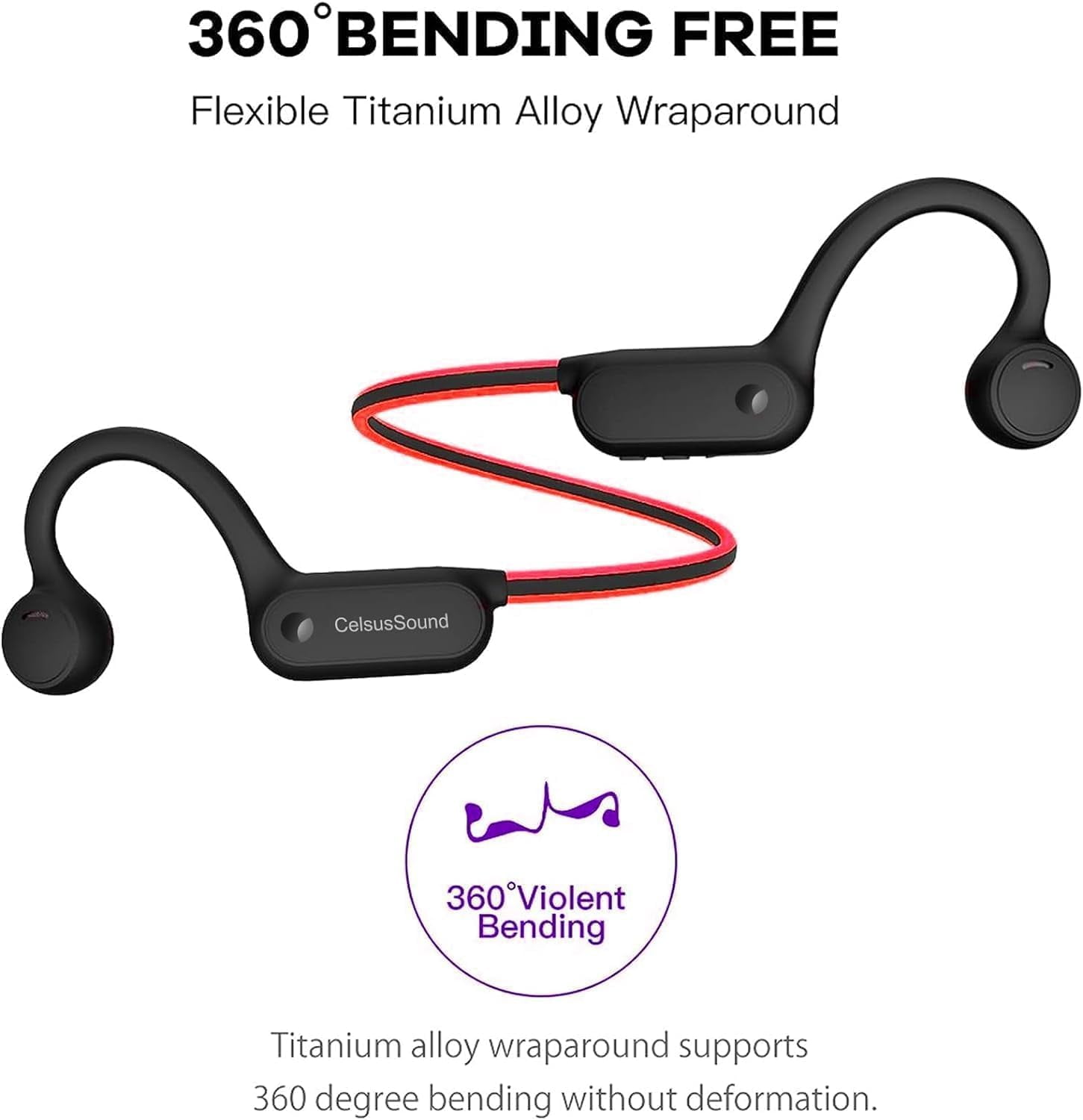 TRAHOO-S100 Bone Conduction Headphones, Wireless Open-Ear Sports ...