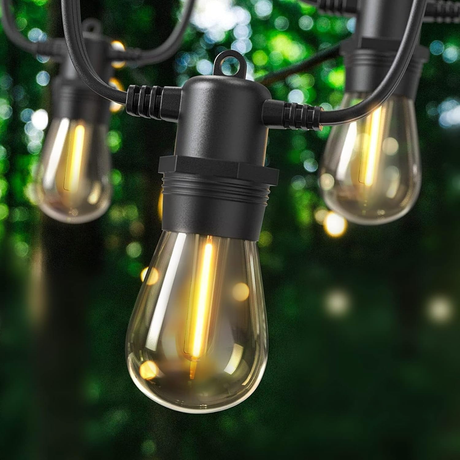 TRAHOO-S14 LED Outdoor String Lights 50FT Patio Lights with 15 ...