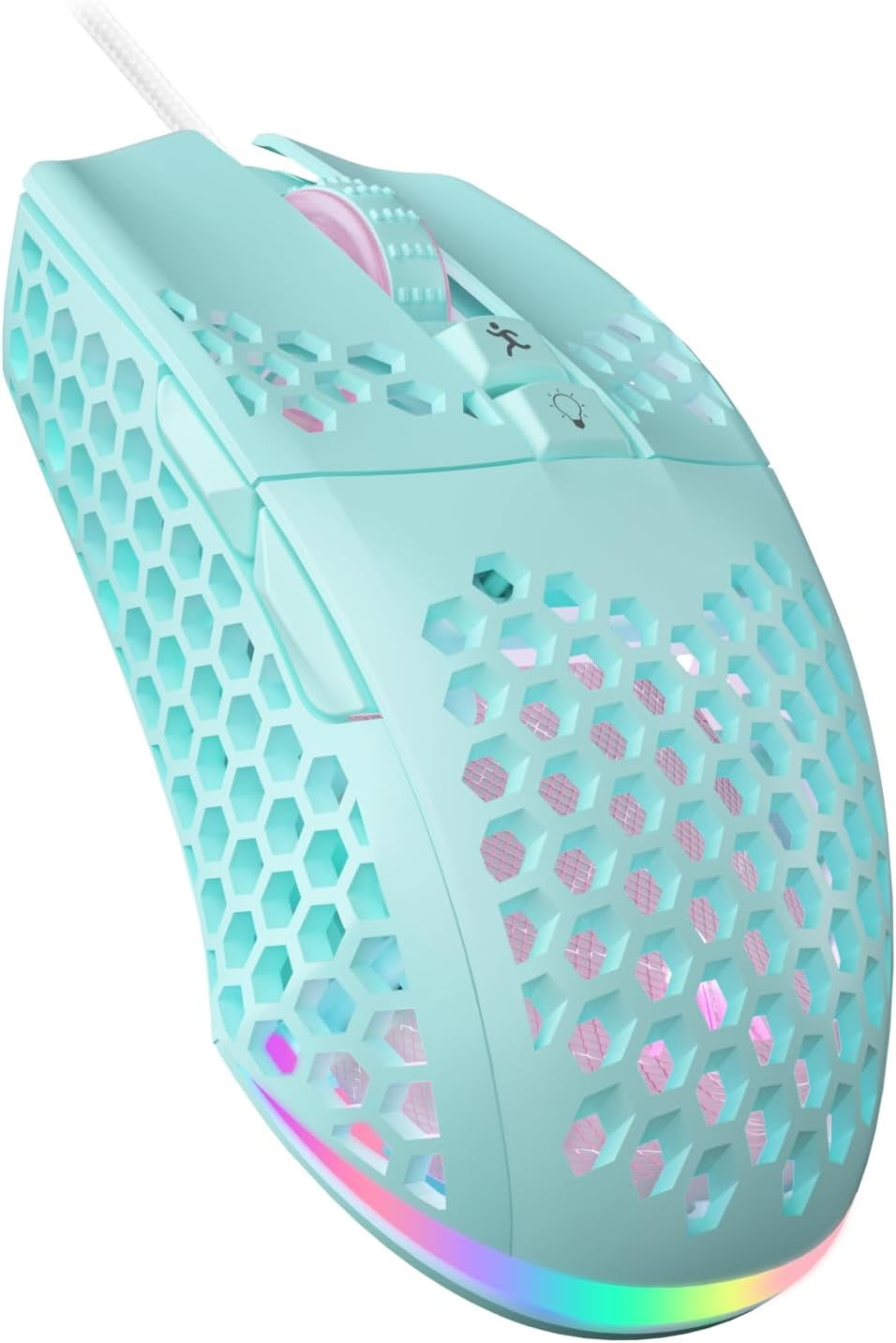 TRAHOO-SM900 Green Wired Gaming Mouse with Honeycomb Shell,12800 DPI,7 ...