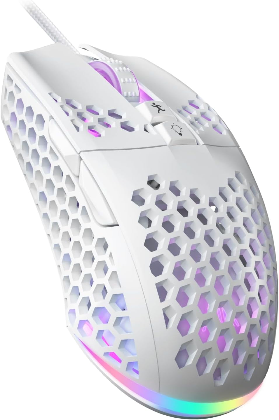 TRAHOO-SM900 White Wired Gaming Mouse with Honeycomb Shell,12800 DPI,7 ...