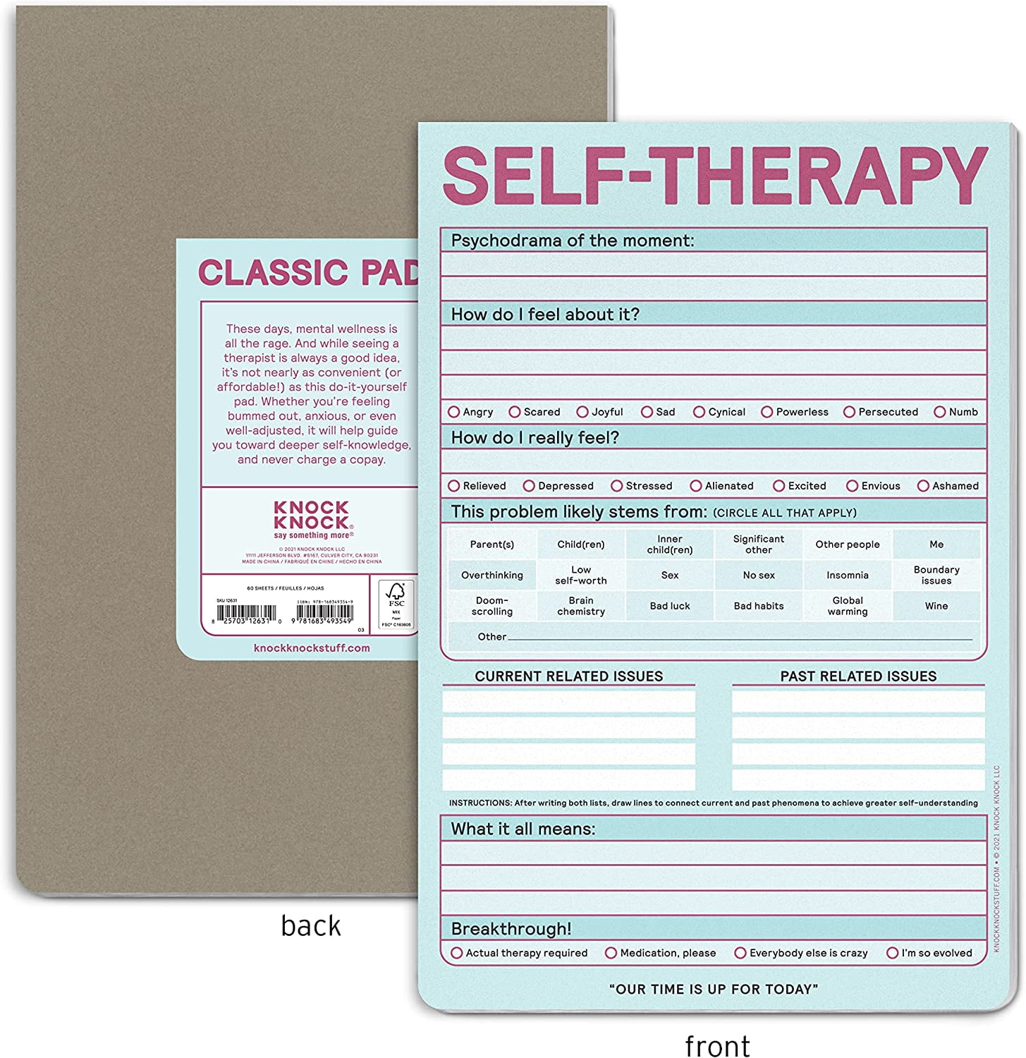 TRAHOO-Self-Therapy Pad, Checklist Note Pad for Step-by-Step Stress ...