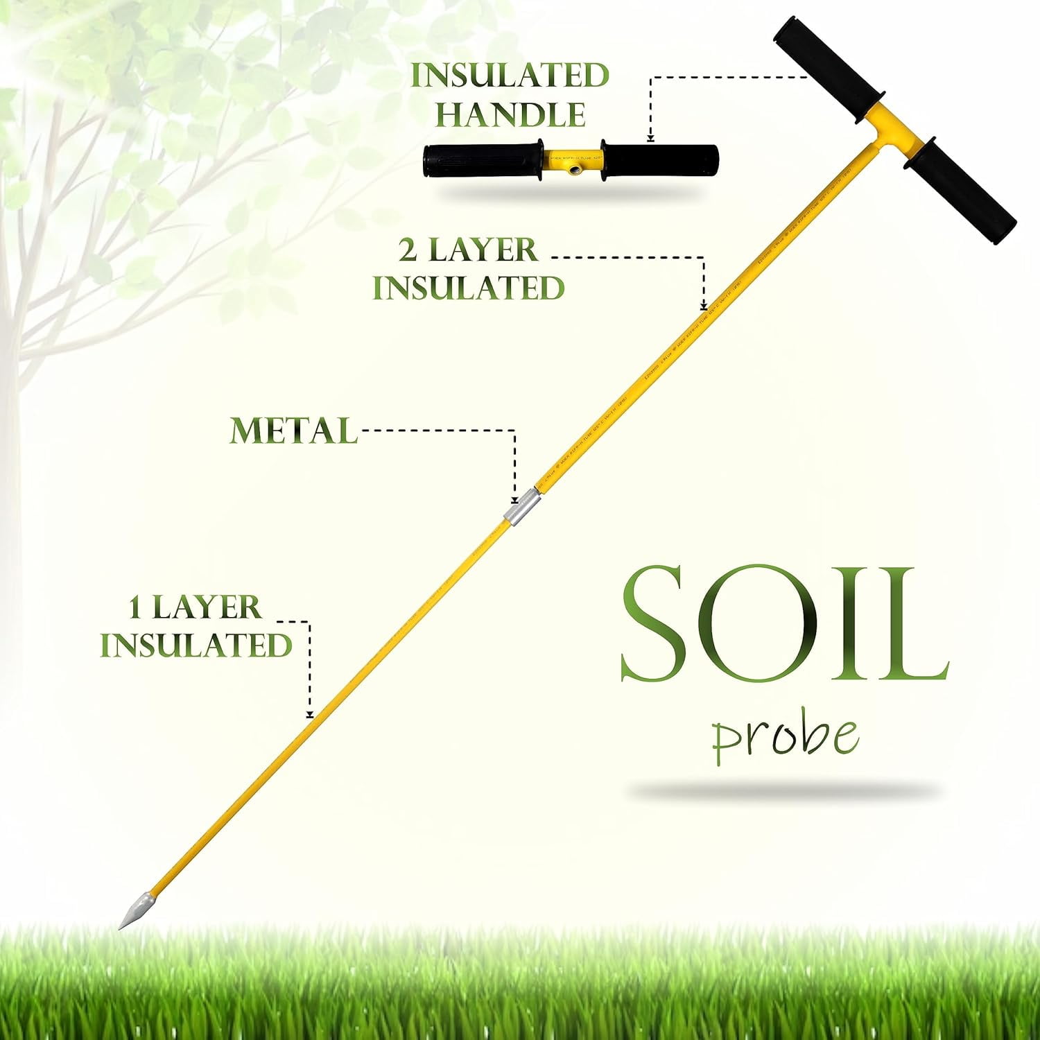 TRAHOO-Septic Tank Probe - Insulated Metal Soil Probe Rod - 32-Inch ...