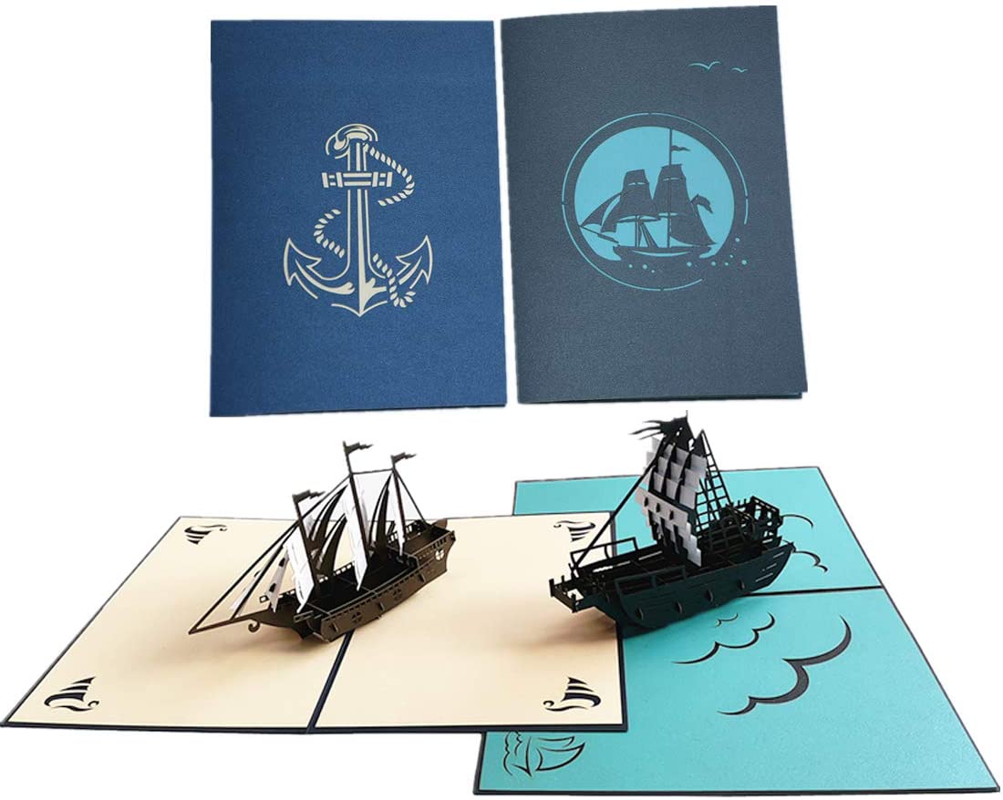 TRAHOO-Set of 2 Sailing Boat Pop Up Cards Greeting Cards for ...