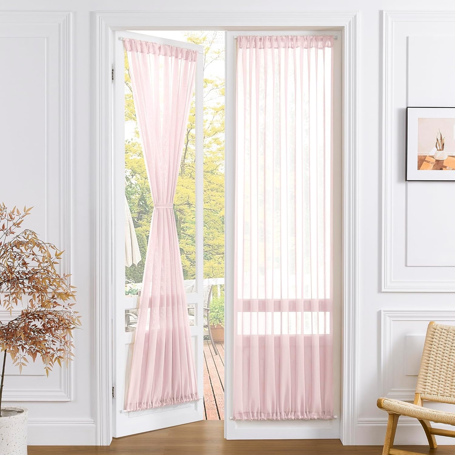 TRAHOO-Sheer Door Curtains Closet Linen Textured Curtains Sheer Doorway ...