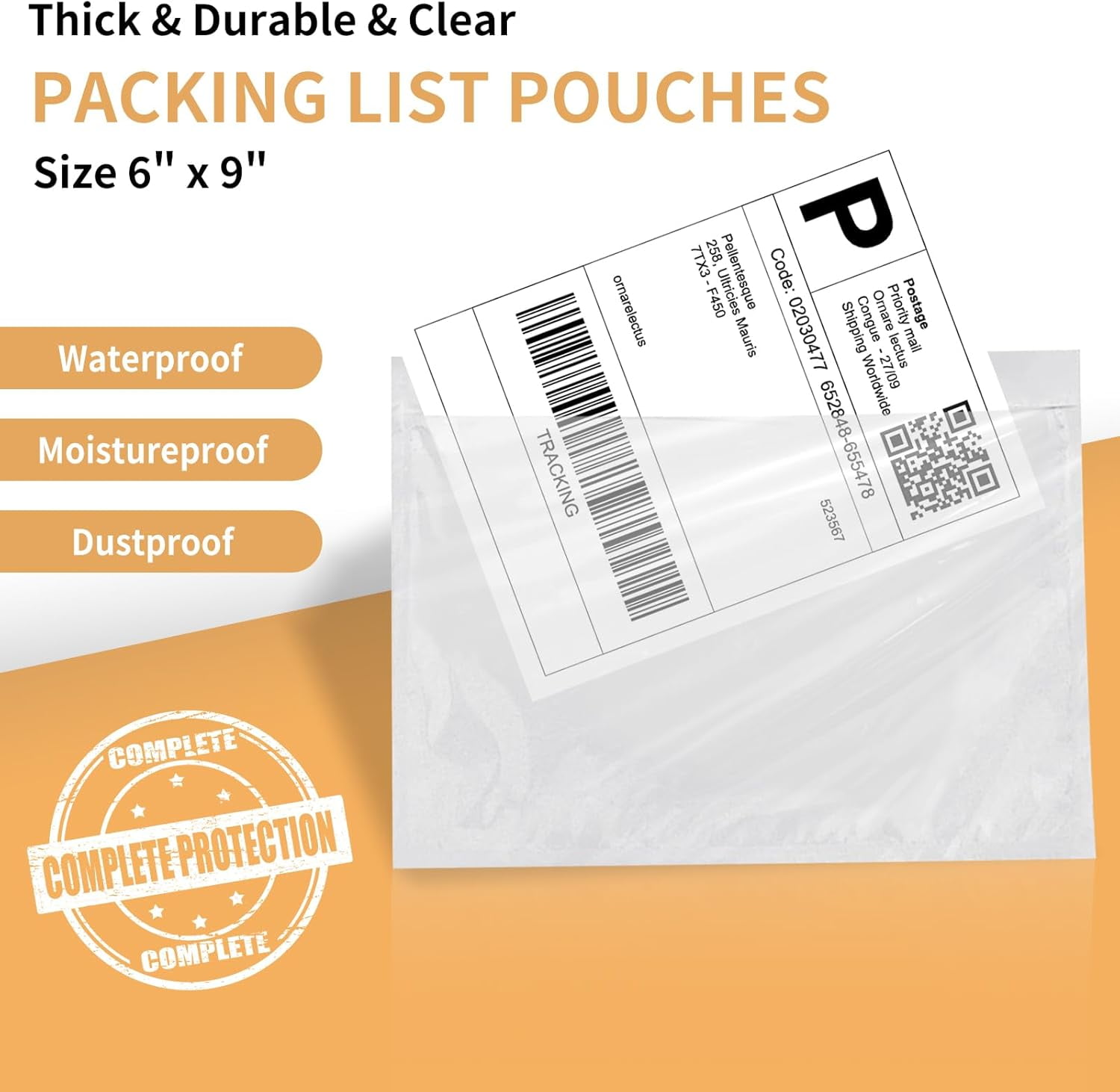 TRAHOO-Shipping Label Sleeves 6" x 9" (200 Packs) Clear Adhesive ...