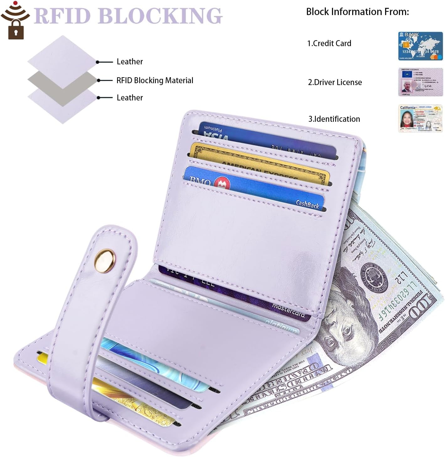 TRAHOO-Slim Bifold Wallet RFID Credit Card Wallet Small Cute Card ...