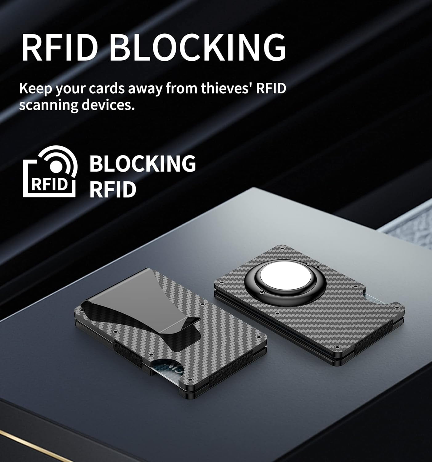 TRAHOO-Slim Card Holder Wallet for Men, GPS Carbon Fiber Money Clip ...