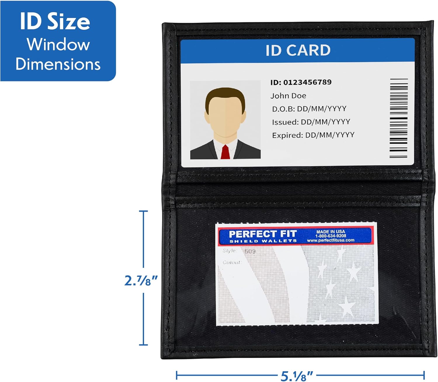 TRAHOO-Slim Dress Leather 2 ID Windows Wallet Bifold License Holder ...