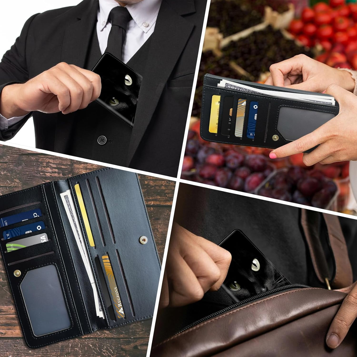 TRAHOO-Slim Leather Long Wallet for Men & Women, Breast Pocket Wallet ...