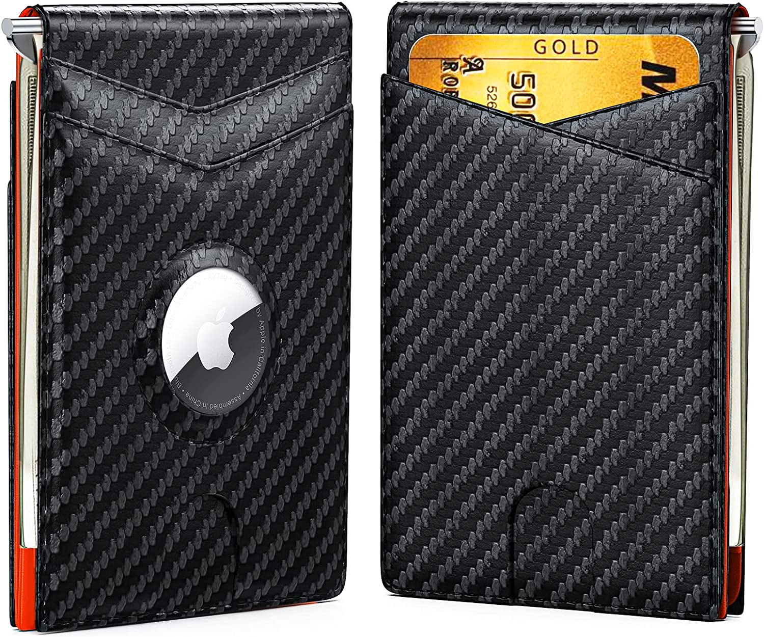TRAHOO-Slim Leather Wallet for Men Airtag Hidden,Large Bifold Mens ...