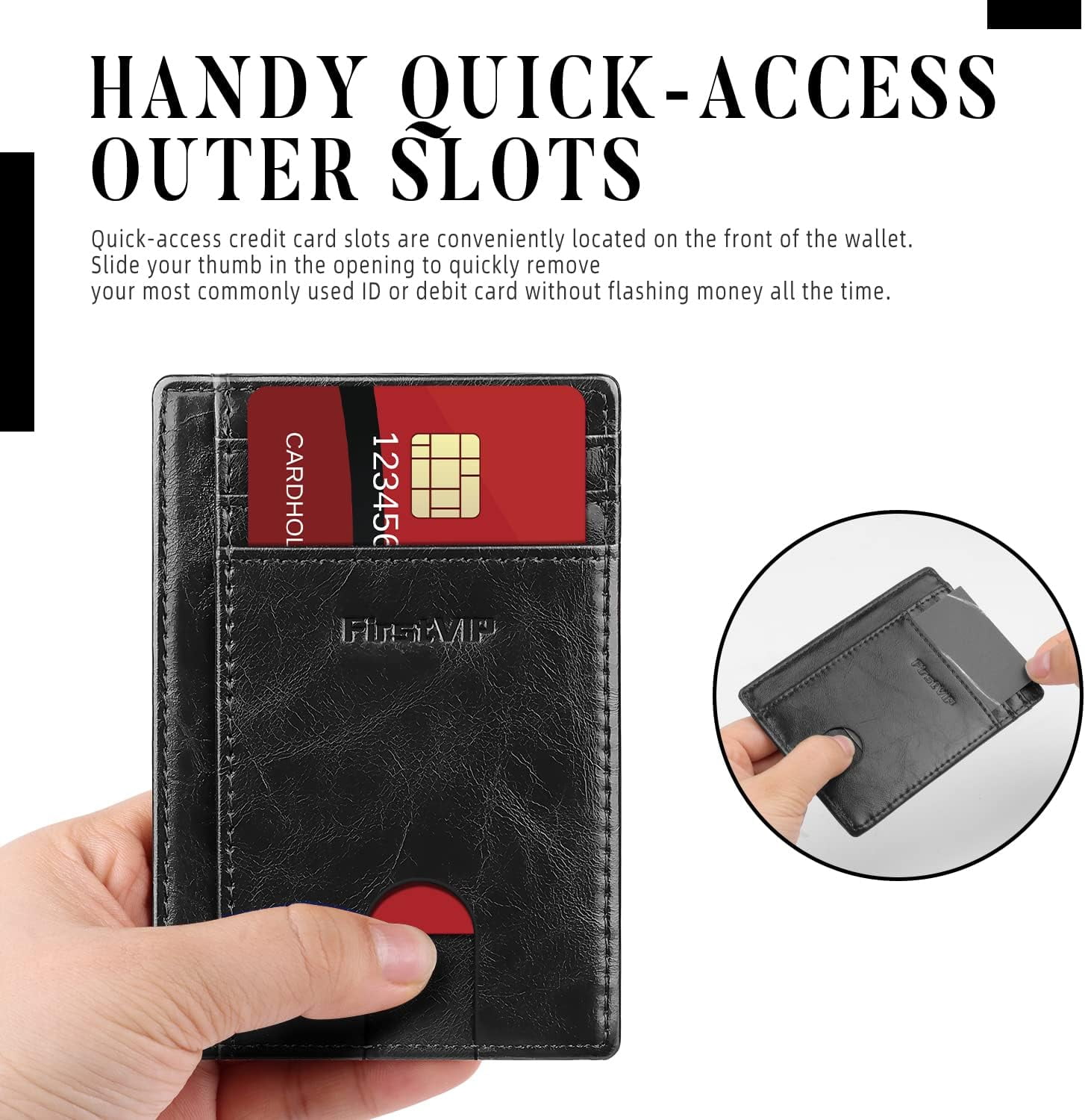 TRAHOO-Slim Minimalist Front Pocket RFID Blocking Leather Wallets for ...