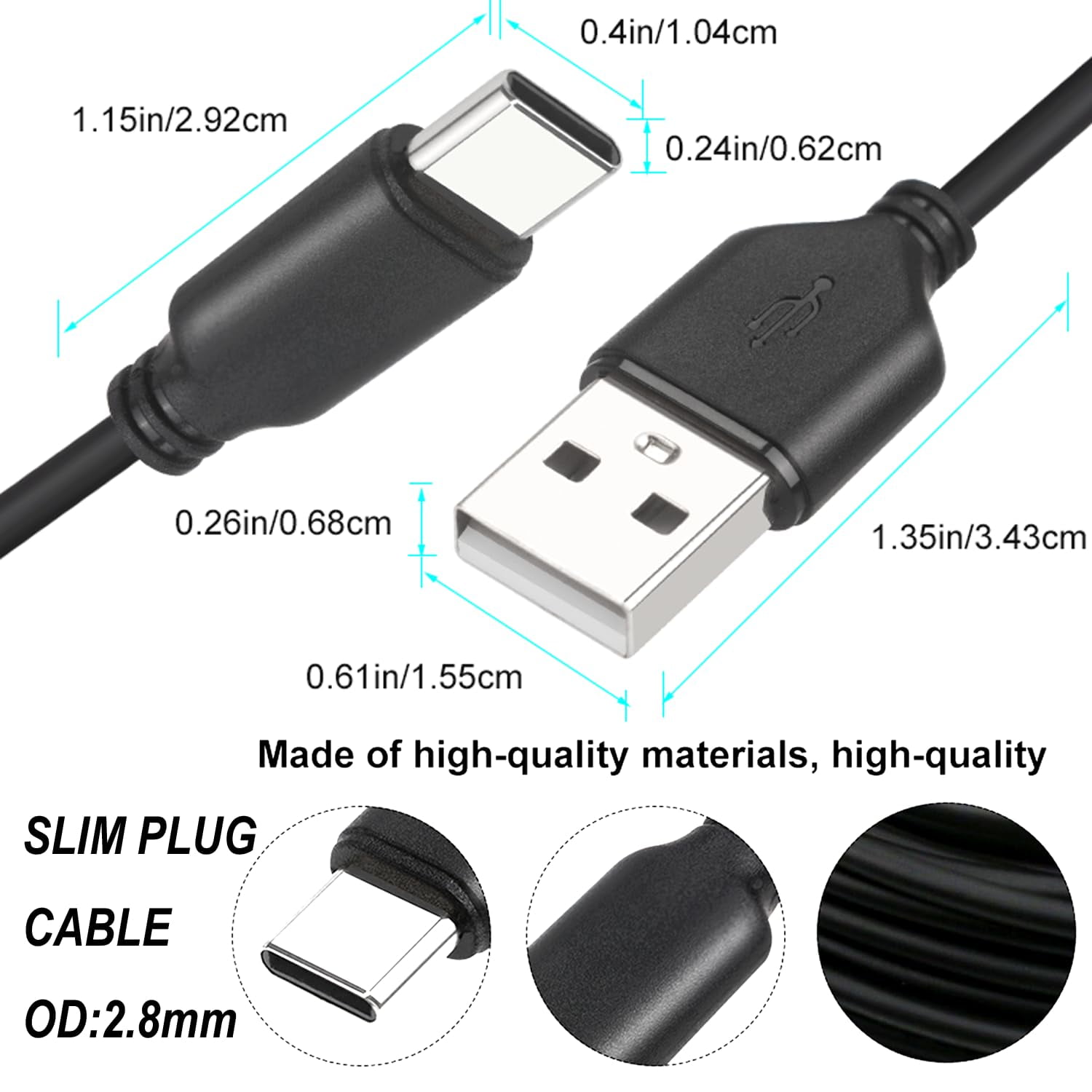 TRAHOO-Slim USB C to USB A 30ft Cable, Long USB2.0 Cable USB A to Type ...