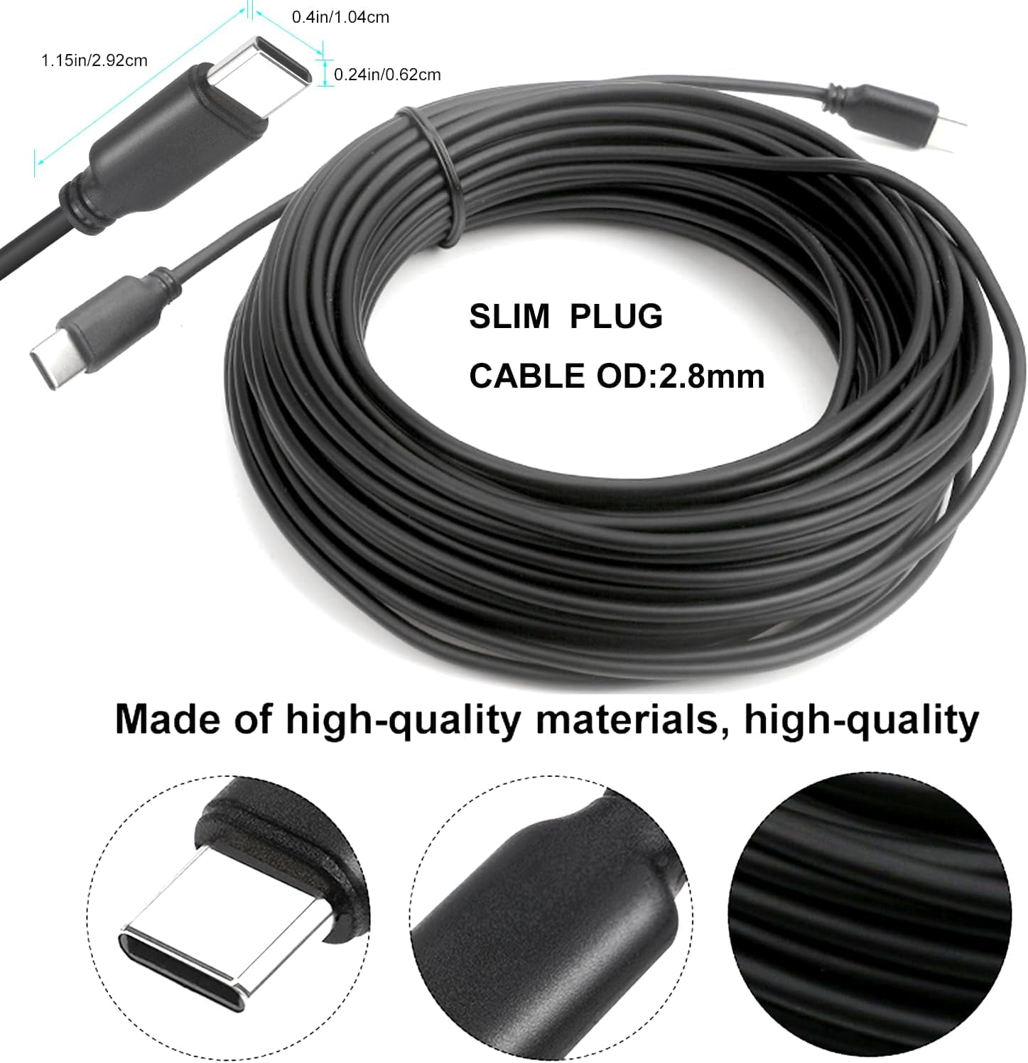 TRAHOO-Slim USB C to USB C Cable 20FT, Long USB2.0 Cable USB C to Type ...