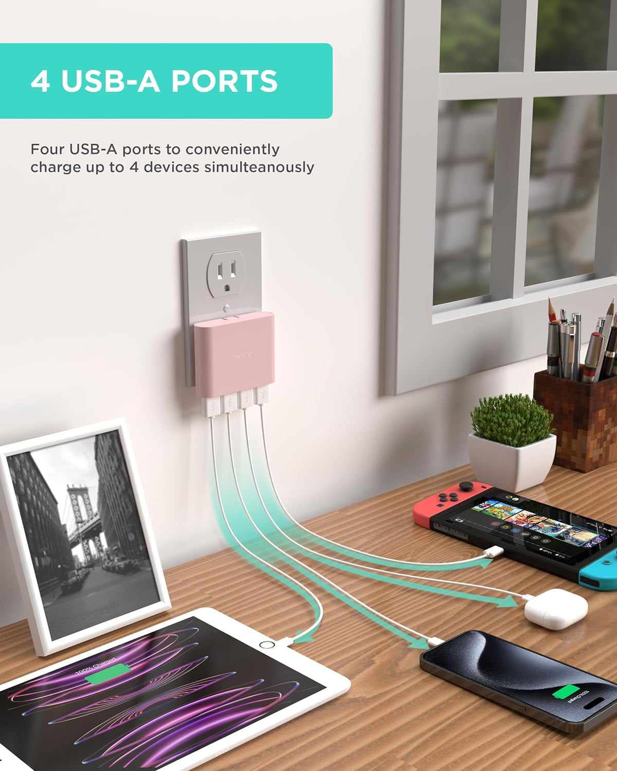 TRAHOO-Slim USB Wall Charger: AC Pro Multiport USB Plug Adapter & Phone ...