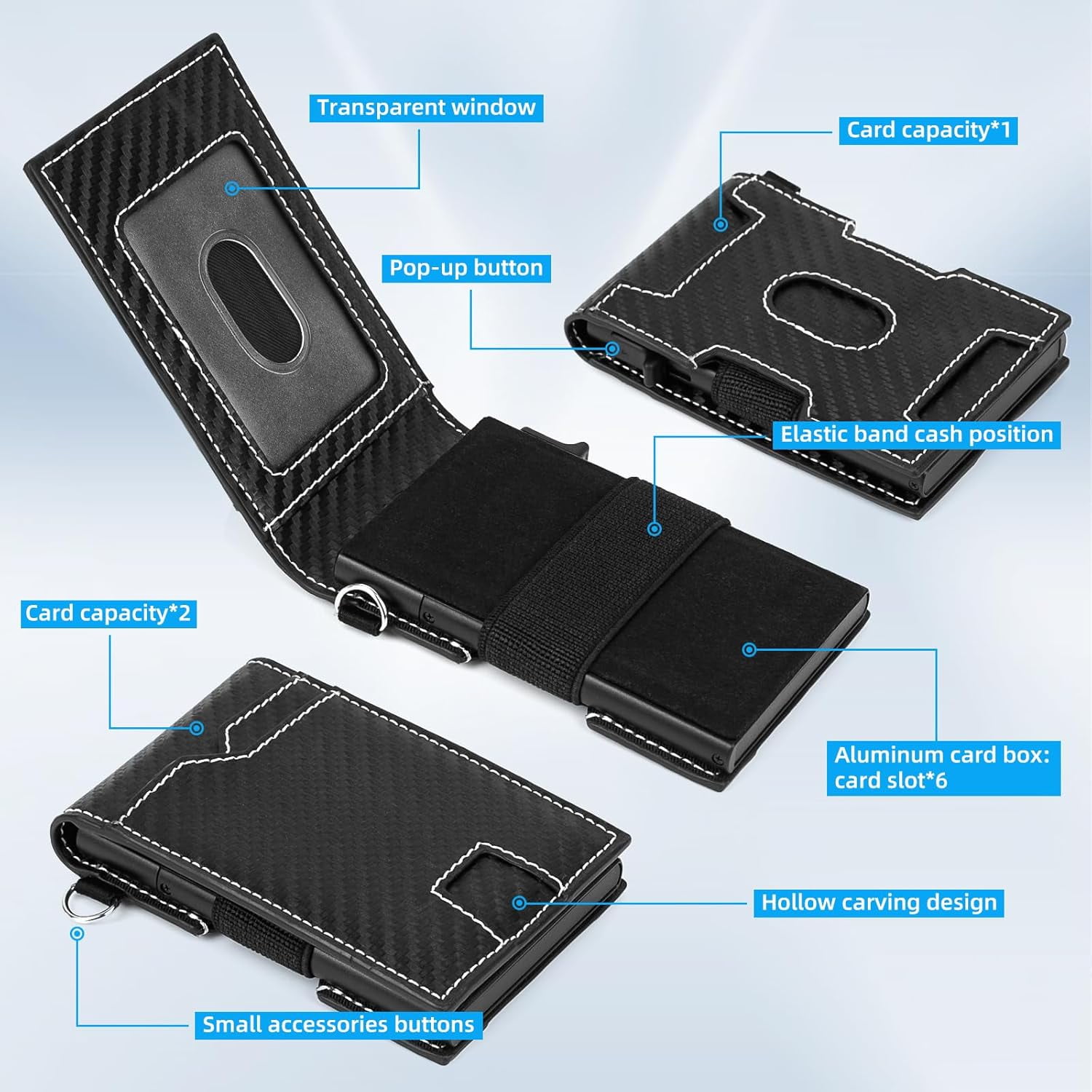 TRAHOO-Slim Wallet for Men, Smart Wallet with RFID Blocking - Men's ...