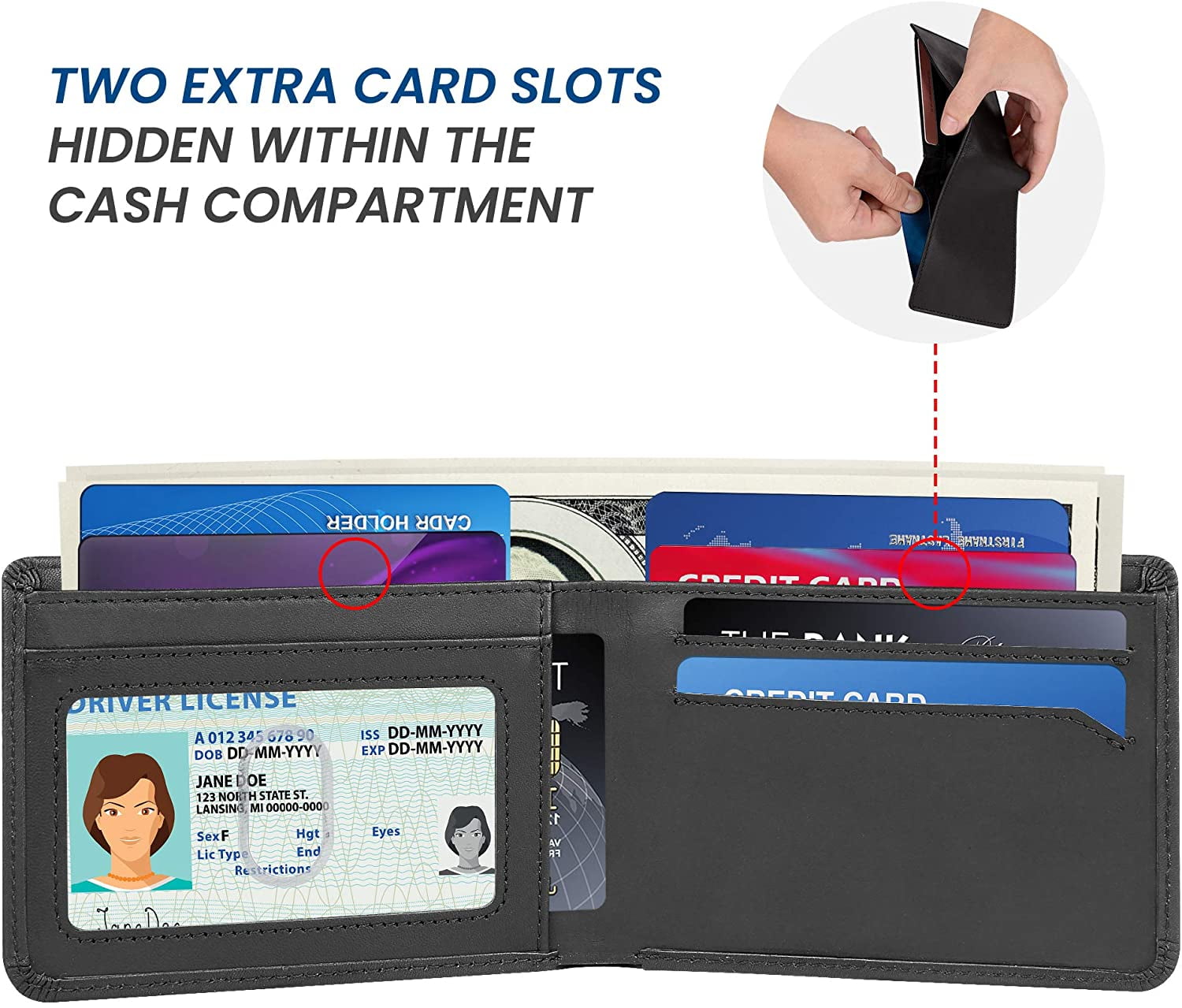 TRAHOO-Slim Wallet for Men -Thin Bifold Genuine Leather RFID Blocking ...