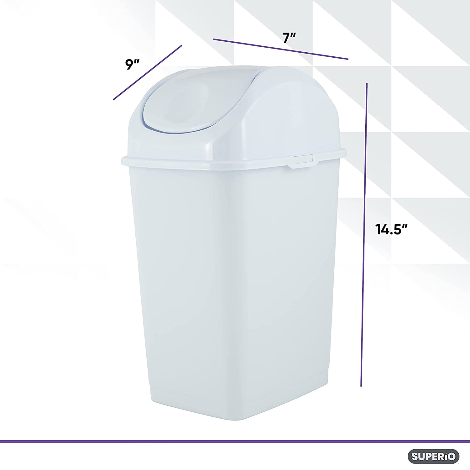 TRAHOO-Small Plastic Trash Can with Swing Top Lid, Compact Slim Waste ...
