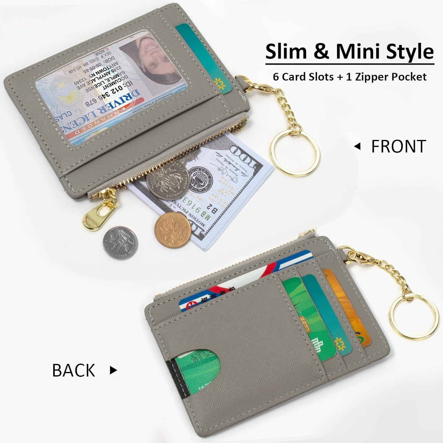 TRAHOO-Small Pocket Wallet Slim RFID Blocking Card Holder Keychian ...