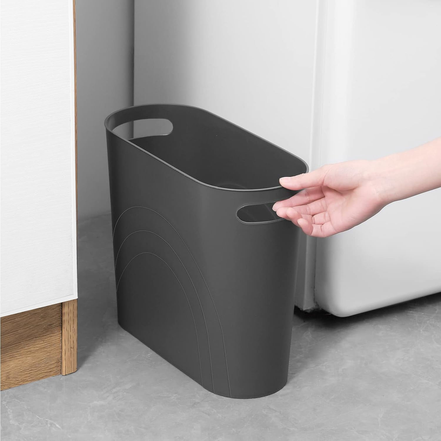 TRAHOO-Small Trash Can, 3.5 Gallon Slim Garbage Can Plastic Waste ...