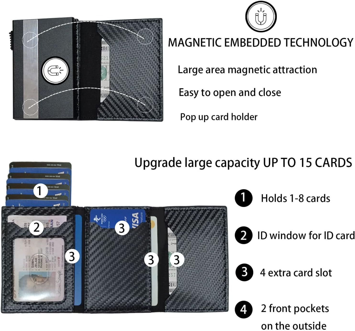 TRAHOO-Smart Pop Up Wallet with Front Pocket RFID Blocking Credit Card ...
