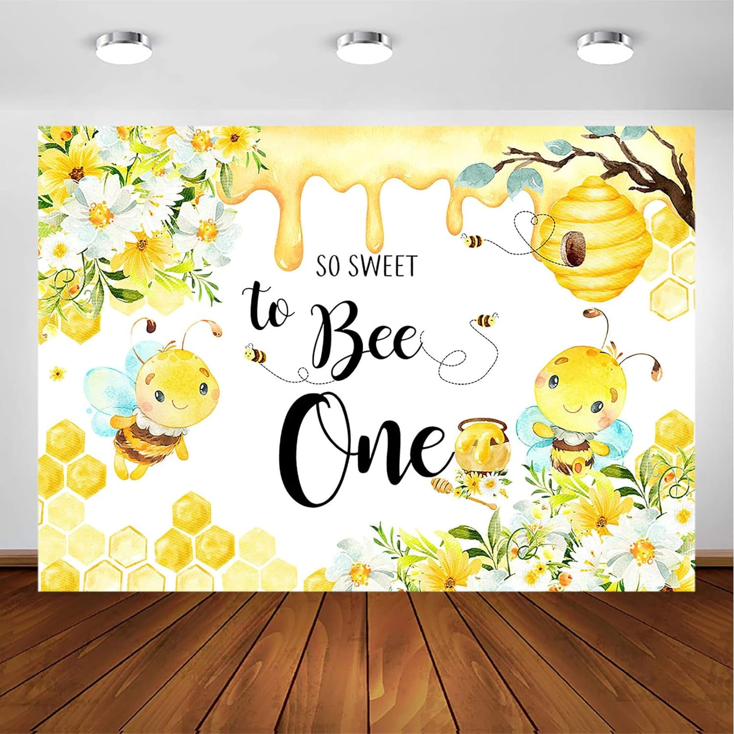 TRAHOO-So Sweet to Bee One Party Backdrop for First Bee-Day Bee 1st ...