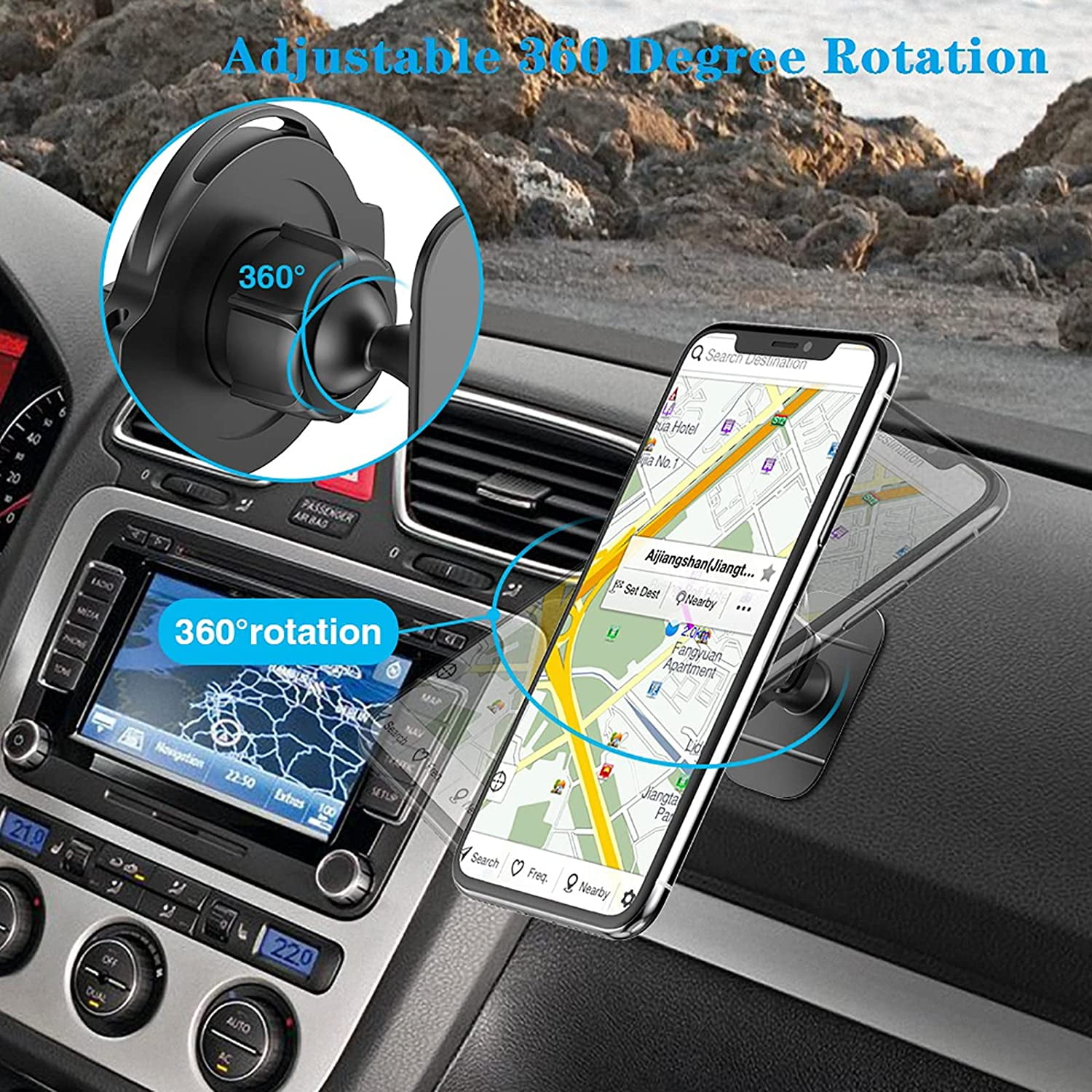 TRAHOO-Socket Car Mount Car Grips Holder for Phone Stand 360 Rotation ...