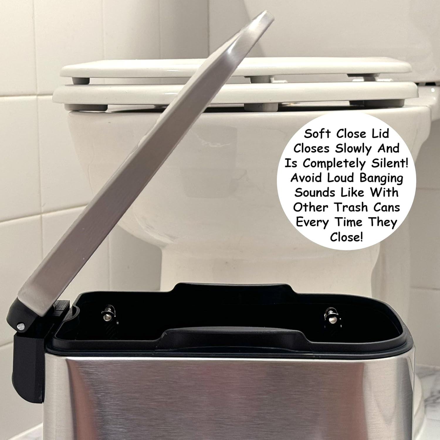 TRAHOO-Soft Close, Slim Trash Can 6 Liter / 1.6 Gallon with Anti - Bag ...