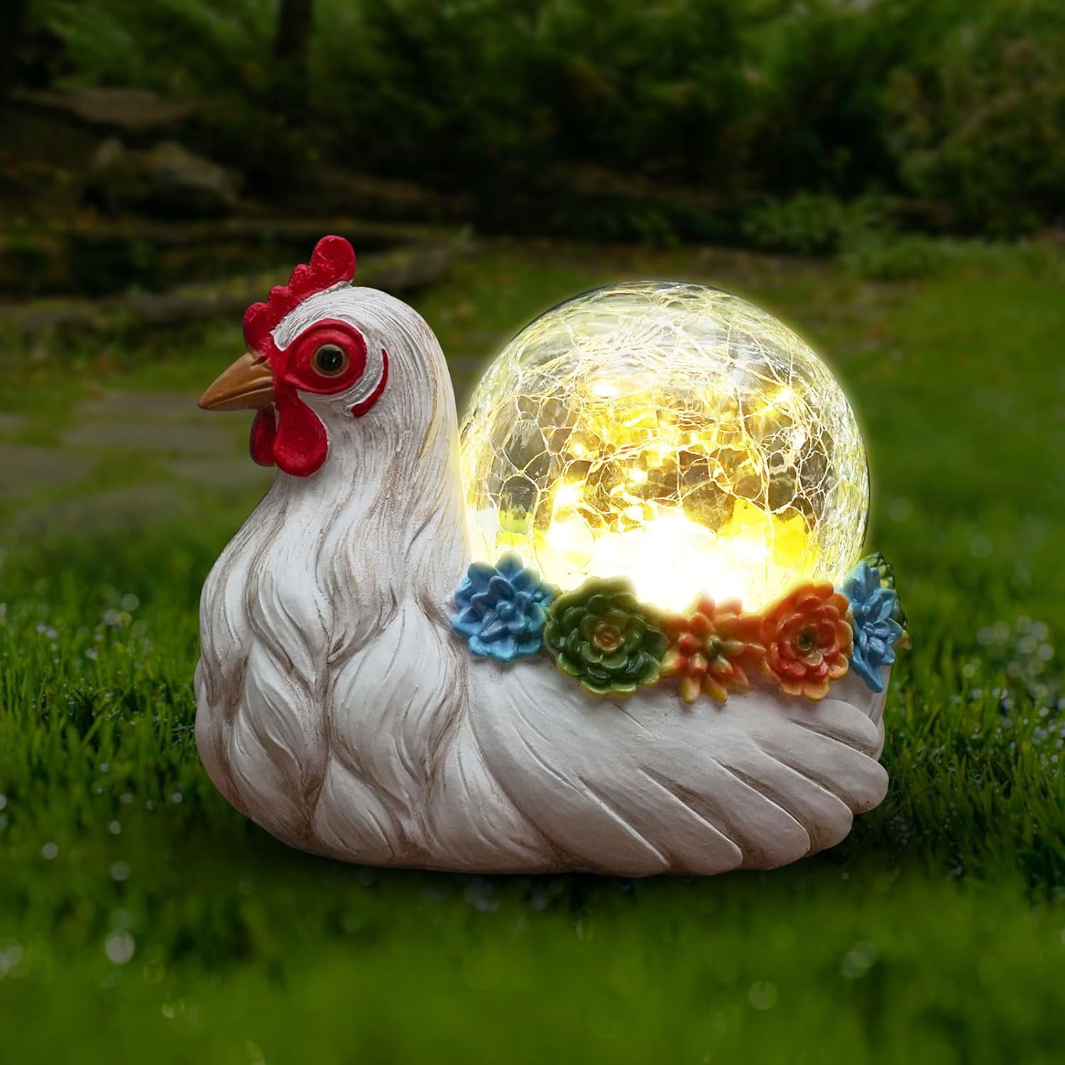 TRAHOO-Solar Chicken Garden Statue Lights for Outdoor Decor with ...