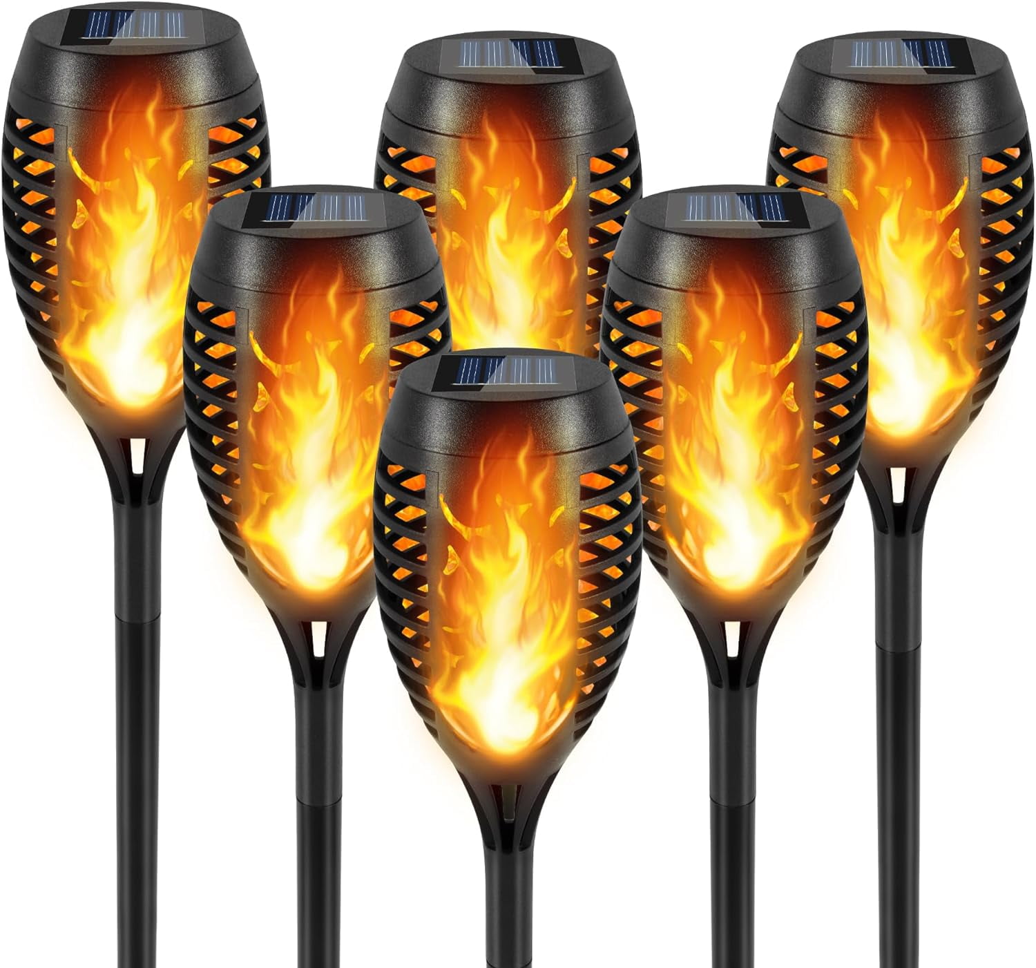 TRAHOO-Solar Garden Lights Outdoor Torch Lights with Flickering Flame ...