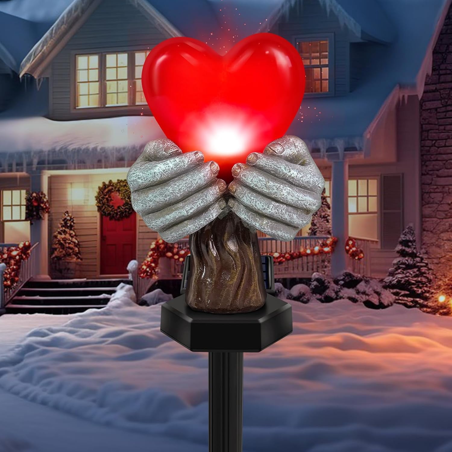 TRAHOO-Solar Lights Outdoor,Solar Red Heart Stake Lights,Garden Statue ...