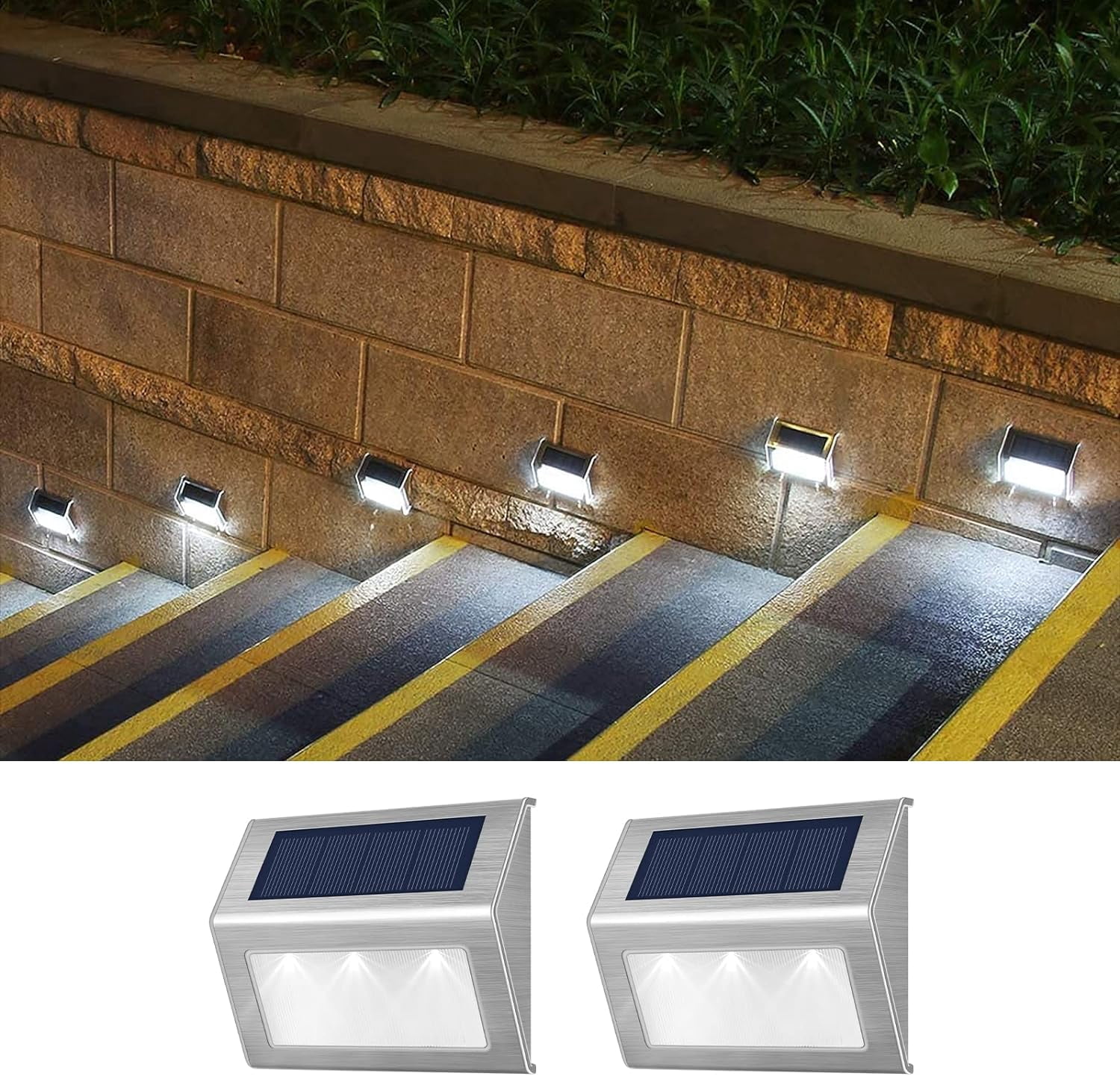 TRAHOO-Solar Step Light, Bright LED Solar Outdoor Lights Waterproof ...