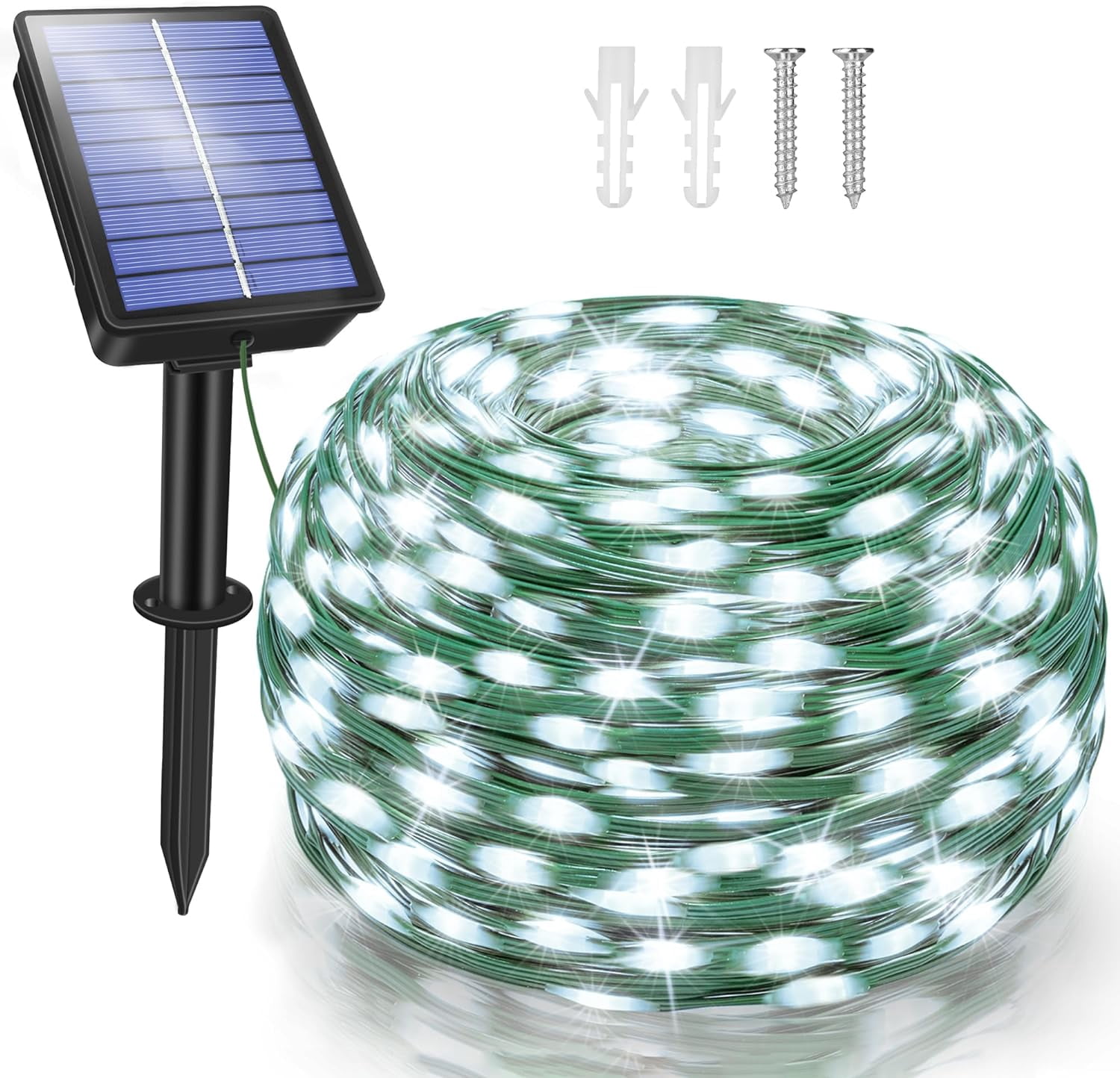 TRAHOO-Solar String Lights Outdoor, 40FT 120LED Solar Fairy Lights, 8 ...
