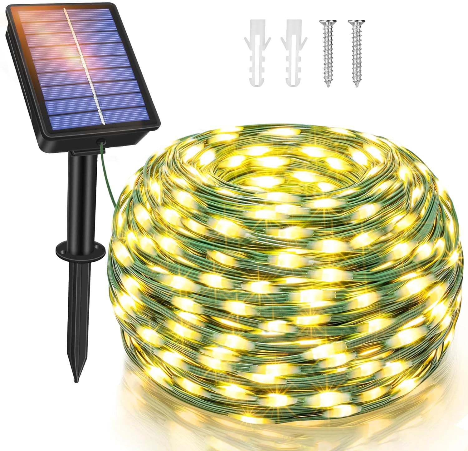TRAHOO-Solar String Lights Outdoor, 40FT 120LED Solar Fairy Lights, 8 ...