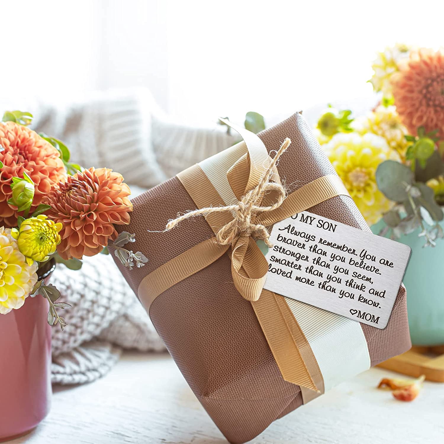 TRAHOO-Son Engraved Wallet Card from Mom Stainless Steel Men Boys Teen ...