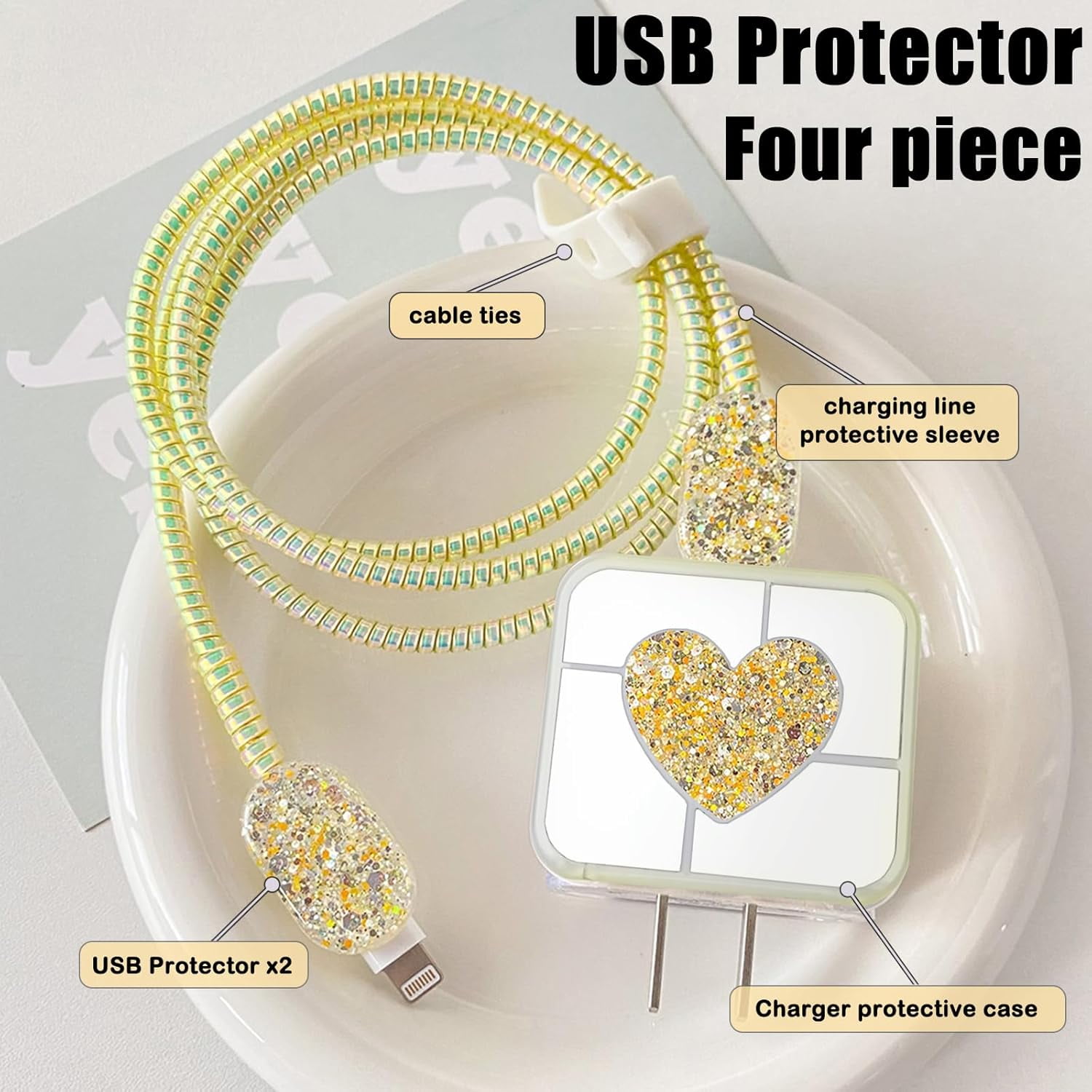 TRAHOO-Sparkle Cable Protector for Apple iPhone Adapter, Glitter Bling ...