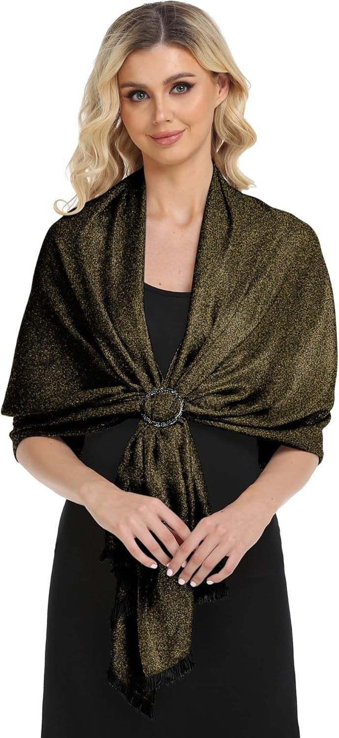 TRAHOO-Sparkling Shawls and Wraps with Buckle, Soft Thick Pashmina ...