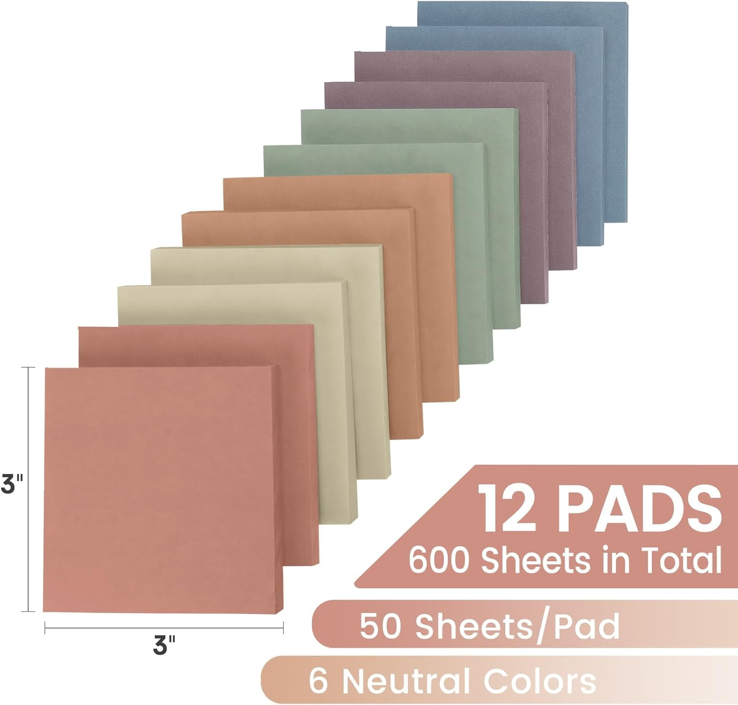 TRAHOO-Sticky Notes, 12 Pads, 3x3 inches, Aesthetic Vintage Self-Sticky ...